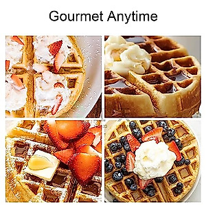 Electric Double-Head Rotating Waffle Maker, 7In Round Waffle Machine, 2600W Commercial Non-Stick Breakfast Baker Machine, 50-300℃ Temperature Control, 5 Minutes Timing