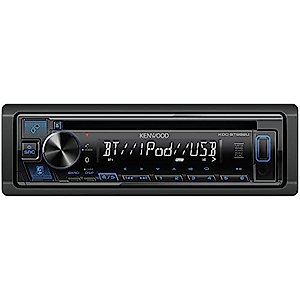 KENWOOD KDC-BT282U CD Car Stereo - Single Din, Bluetooth Audio, USB MP3, FLAC, Aux in, AM FM Radio, Detachable face with White 13-Digit LCD Display and Blue Button Illumination