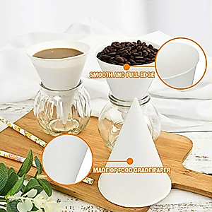 AQUEENLY 100 Snow Cone Cups, Wax Coated Leakproof Cone Paper Cups for Slush, Shaved Ice, Water - 6OZ, White