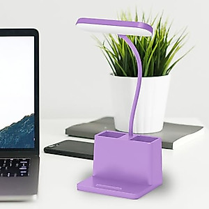 AXX Cute Purple Desk Lamp, Rechargeable Study Table Light for Home Office, Small, Battery Operated, LED, Flexible Gooseneck, Mini, Cordless, College Dorm Room Desktop Accessories for Kids Teen Girls