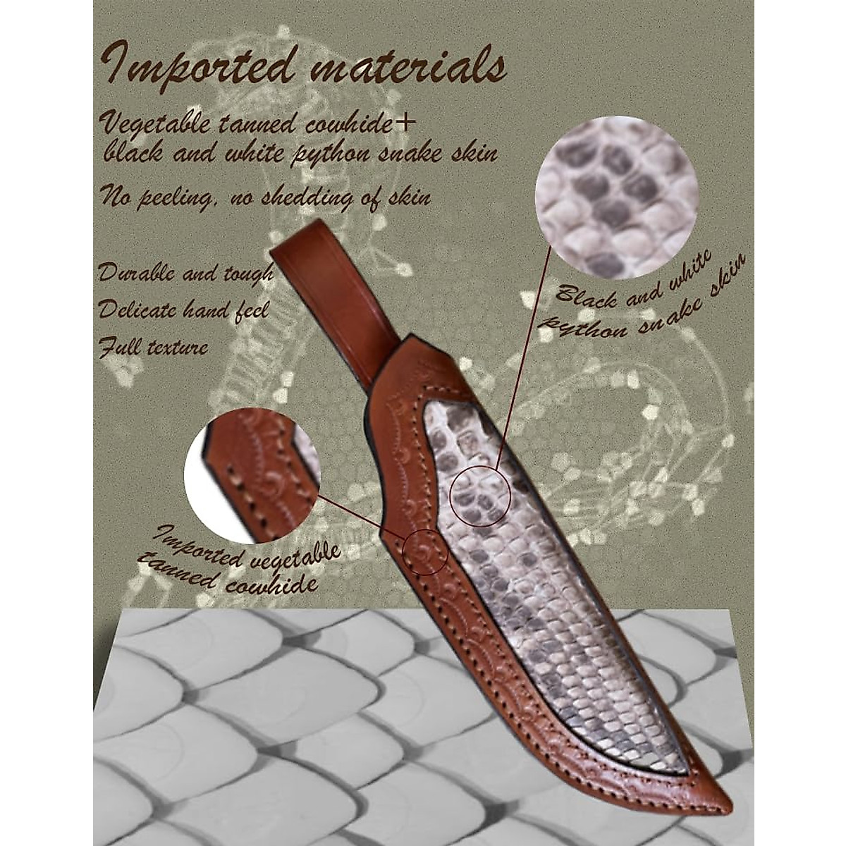 刀苑阁 Fixed Blade Knife Sheath Fits up to 8 Inch Blade,Leather Knife Sheaths Knife Holder Hunting Knife Sheath,Straight Knife Sheath Brown