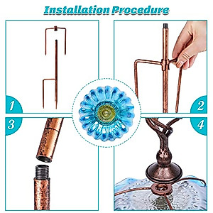 MUMTOP Bird Baths for Outdoors, Outdoor Bird Bath,Glass Birdbath Sunflower Bird Feeders Bowl with Stake for Garden Yard Decor (Blue)