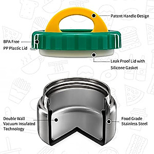 MAISON HUIS 8oz Soup Thermo Wide Mouth Vacuum Insulated Thermo Food Jar, Leak Proof Stainless Steel Food Thermo for Hot&Cold Food Kids Food Lunch Soup Container for School Travel(Green)