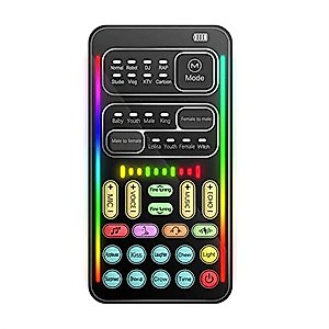 Handheld Voice Changer, Portable Multifunctional Voice Disguiser, Mini Sound Card with 8 Sound Effects Sound Changes, 450mAh Battery, Compatible with Mobile Phone, Computer, Tablet(I9 English Edition)