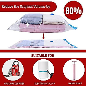 Vacuum Storage Bags (6 Jumbo) with Hand Pump | 40"x32" Vacuum Sealer Bags Clothes | Compression Bags for Travel | Space Saver Vacuum Storage Bags | Blanket Storage Bags | Clothing Storage