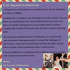 Hard Wax Beads - Mallowwax Lavender Stripless Hard Wax Beans - Wax beads for Hair Removal - Natural, Gentle Wax for Brazilian Bikini - Waxing Beads for Beginners (Coarse Body Hair Specific)