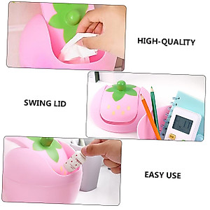 NUOBESTY Office Decor Xxcm Container Car Bins Lid Dustbin Home Lids Mini Brush Use Bin Strawberry Tiny Recycling with for Makeup Tabletop X Room Cans Dispenser Rubbish Baskets Coffee Swing Car Decor