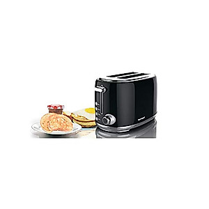 Homeart Artisan 2-Slice Toaster - Stainless Steel With Removable Crumb Tray, Adjustable Browning Control With Multiple Settings to Cancel, Defrost and Bagel - 800W, Black
