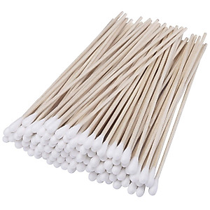 6" Cotton Swabs Wooden Handles Cotton Tipped Applicator Wood Sticks with Single Tip for Gun Cleaning, Wound Clean, Makeup, Removal Residue Tbestmax (500)