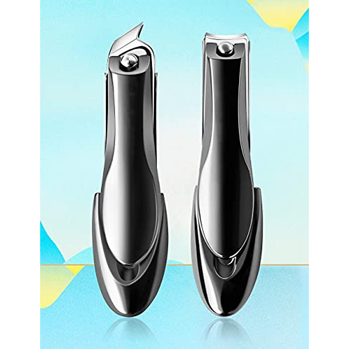 Splash-proof nail clippers and Toenail Clippers Set,Sharp Sturdy Fingernail, detachable, washable, suitable for the elderly, adults, Set of 2 of nail clippers (Black)