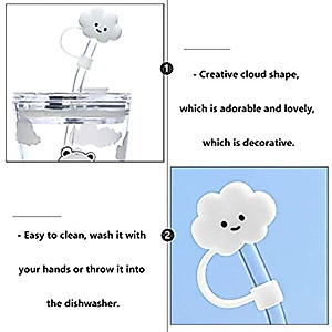 Food Grade Silicone Straw Tip, Silicone Straw Tips Cover Reusable Cloud Shape Straw Toppers, Drinking Straw Covers Plugs Anti-dust Airtight Seal Splash Proof, Outdoor Home Kitchen Party Decor