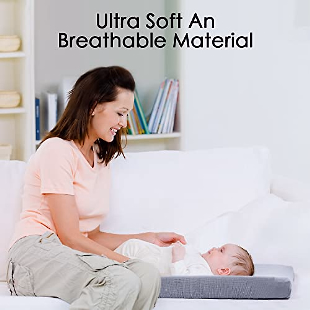 Muslin Diaper Changing Pad Covers, Solid Color Changing Table Pad Cover, Ultra Soft Breathable Boho Changing Pad Sheets Machine Washable Fit for Standrad Changing Pad 16" x 32", 3 Pack Fog