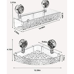 ROKIE Shower Caddy Suction Cup Storage Rack Clear Acrylic Shower Shelves Glacier Water Ripples Corner Shelf For Bathroom Shower Accessories (J)