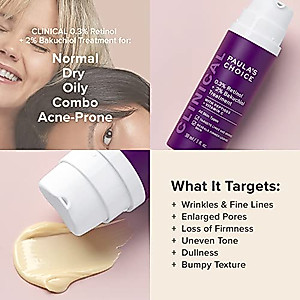 Paula's Choice CLINICAL 0.3% Retinol + 2% Bakuchiol Treatment, Anti-Aging Serum for Deep Wrinkles & Fine Lines, Fragrance-Free & Paraben-Free, 1 Ounce