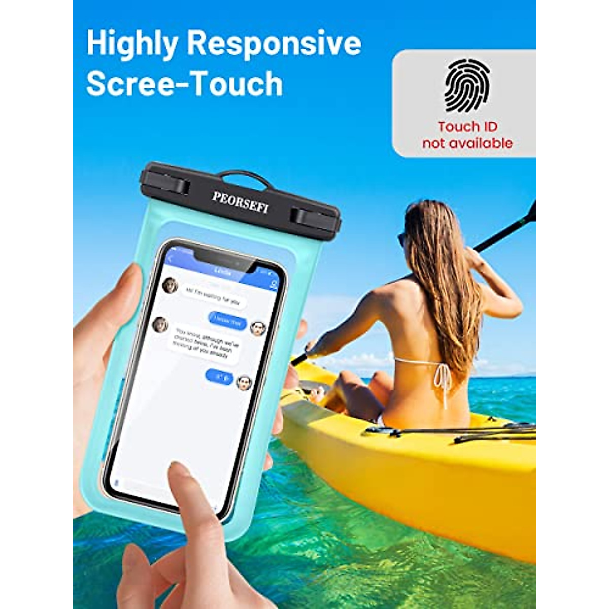 Universal Waterproof Phone Pouch - Waterproof Case for iPhone 14 13 12 11 Pro Max XS Plus Samsung Galaxy Cellphone Up to 7.0"， IPX8 Waterproof Cellphone Dry Bag Beach Vacation Essentials-2 Pack