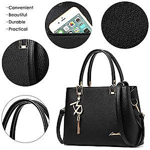 Womens Purses and Handbags Shoulder Bags Ladies Designer Top Handle Satchel Tote Bag (Black)