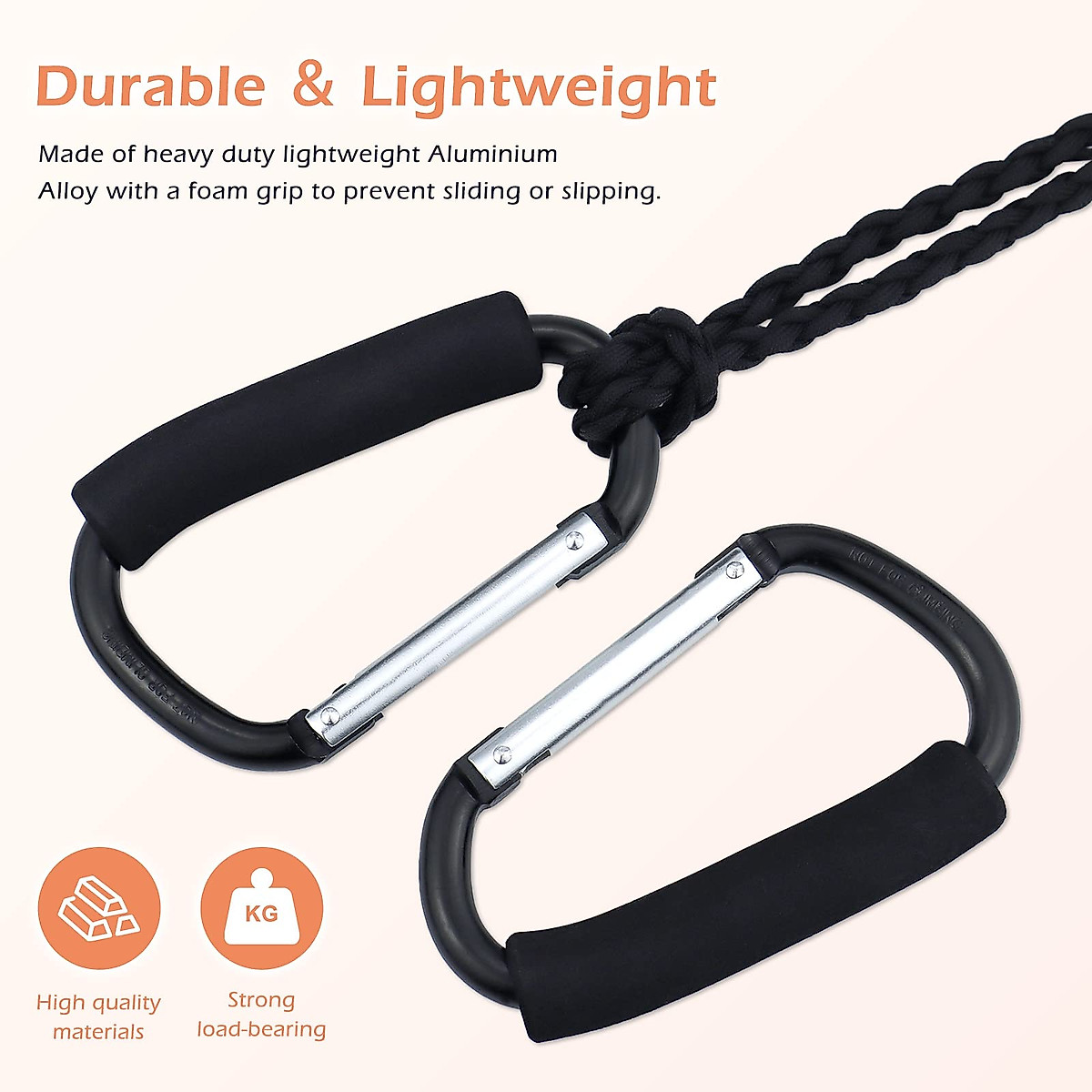 JIALEEY Grocery Bag Shopping Bag Holder Handle Carrier Tool Multi Purpose Snap Hook Stroller Hook Set Organizer Accessories with Soft Foam Grip for Hanging, Pack of 2, Black