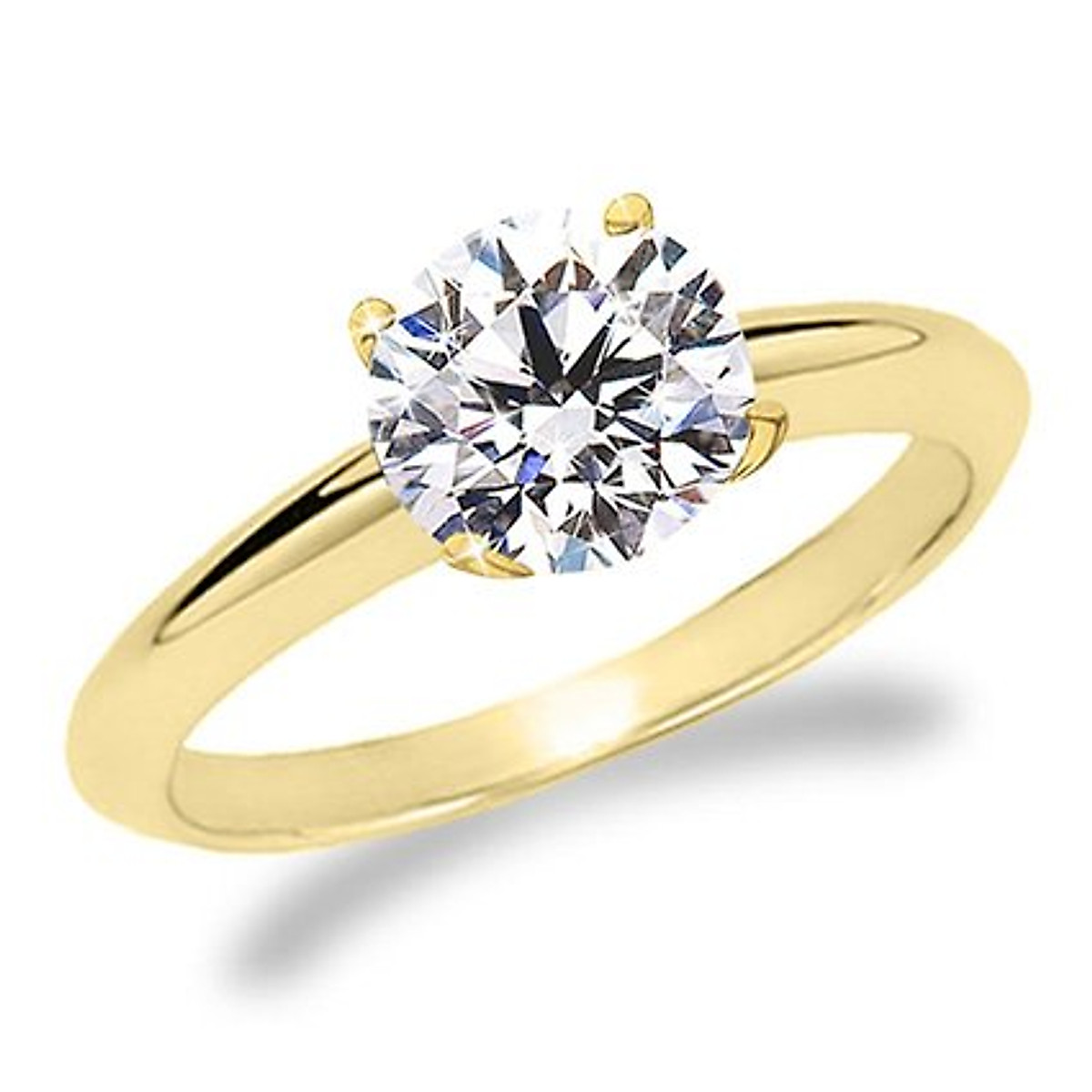 1/3 Carat Round Cut Diamond Solitaire Engagement Ring 18K Yellow Gold 4 Prong (J-K, I2, 0.3 c.t.w) Very Good Cut