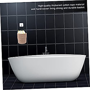 Cabilock 2 pcs Cotton Rope Woven Basket laundry woven bucket bathroom wall organizer round basket Rope planter basket empty gift basket toy basket with handles fabric bin hanging toy box