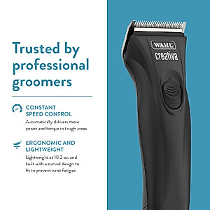 Wahl Professional Animal Creativa Cordless Dog, Cat, Pet, and Horse Clipper with 5-in-1 Adjustable Blade - Black