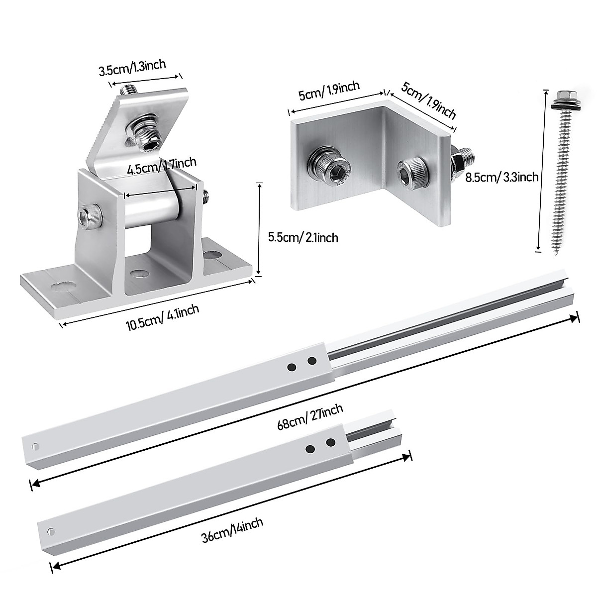 Adjustable Solar Panel Tilt Mount Brackets - Aluminum Alloy Mounting Brackets Support to 100 150 200 300 Watt Solar Panel for RV, Trailer, Boat, Yacht, Roof, Wall and Off-Grid(2 Sets-4 PCS)