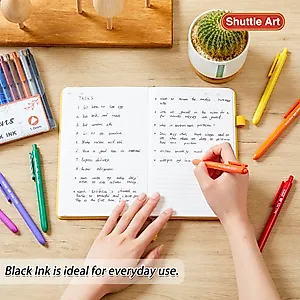 Shuttle Art Ballpoint Pens, 24 Pack Colored Retractable Black Ink Ball Point Pens, Cute Pens 1.0mm Medium Point Quick Drying for Writing Journaling Taking Notes School Office Home
