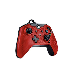 PDP Wired Game Controller - Xbox Series X|S, Xbox One, PC/Laptop Windows 10, Steam Gaming Controller - Perfect for FPS Games - Dual Vibration Videogame Gamepad - Red Camo/Camouflage