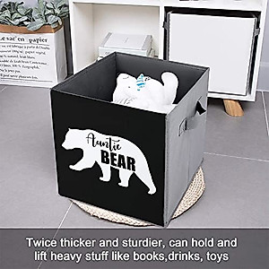 Auntie Bear Storage Bin Foldable Cube Closet Organizer Square Baskets Box with Dual Handles