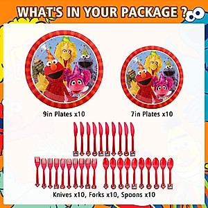 81 Pcs Cartoon Street Birthday Party Supplies Include Knife, Fork, Spoon, Plates, Napkin, Goodie Bags and Table Cloth for Boys Girls Baby Shower Birthday Decorations