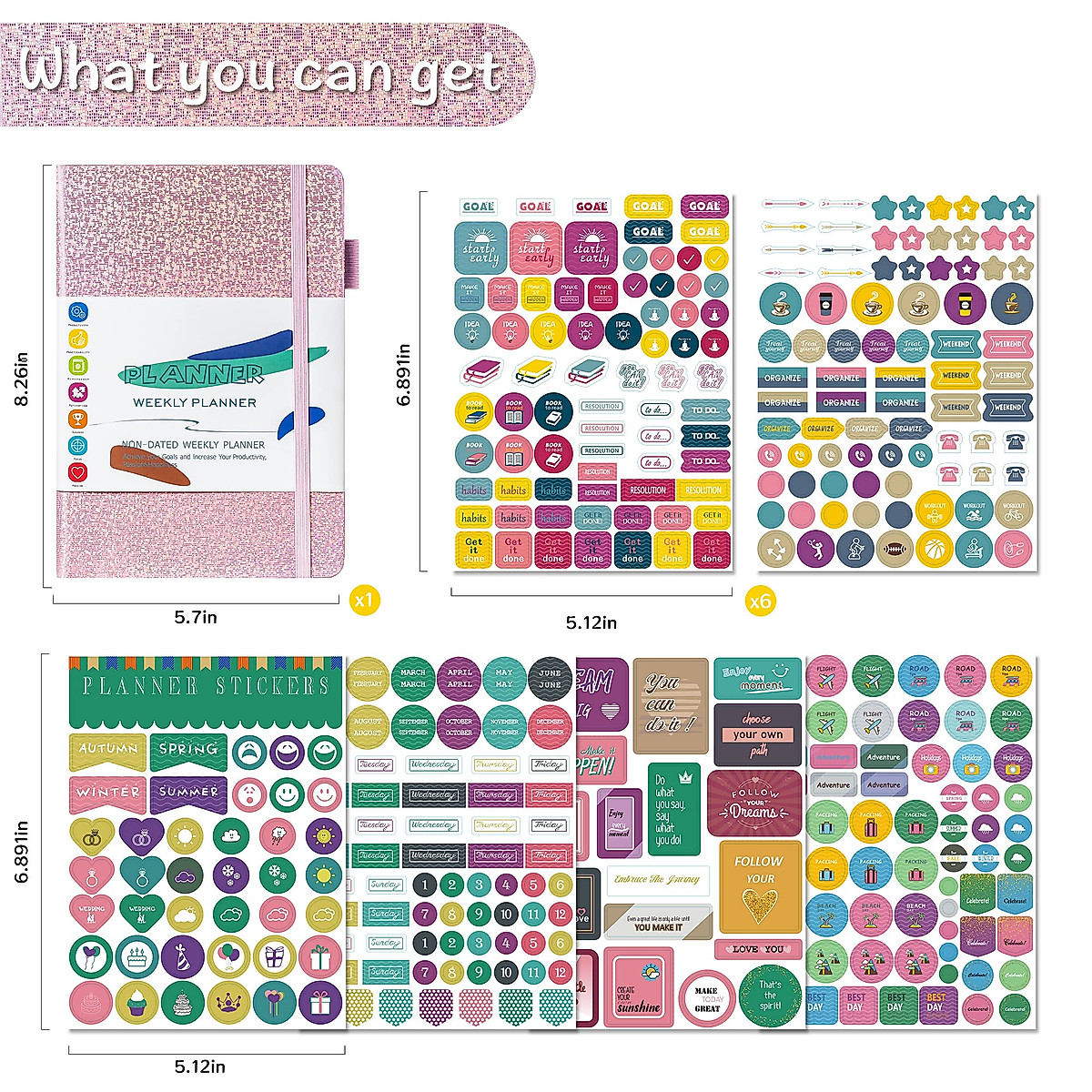 TICTTGA gifts for women planner 2024-2025 planners 2024-2025 for women daily planner 2024-2025 monthly planner academic student planner to do list notepad undate A5 pink