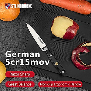 Gioventù Paring Knife 4 inch - Small Kitchen Knife Forged from German Stainless Steel 5Cr15Mov (HRC58), Full Tang, Sharp Paring Knife for Cutting, Peeling, Slicing Fruits and Vegetables