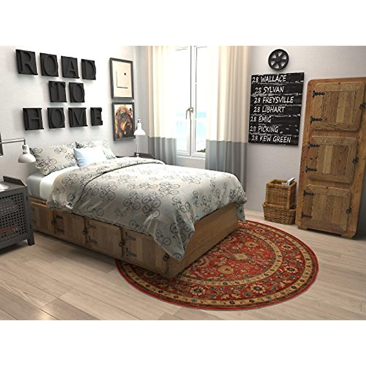 Unique Loom Edinburgh Collection Classic Oriental Traditional French Cottage Inspired Intricate Design Area Rug, 6 ft x 6 ft, Red/Beige