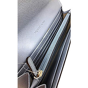 Michael Kors Fulton Flap Continental Carryall Clutch Wallet Purse in Pale Blue