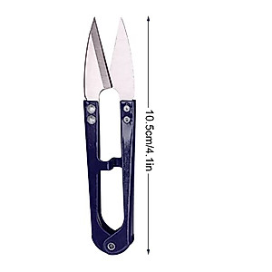 2Pcs Mini Sewing Scissors Clipper with 2Pcs Leather Scissors Sheath Cover Small Embroidery Thread Thrum Yarn Trimming Nipper U-Shaded Craft Cross Stitch Scissors for DIY Supplies(Dark Blue/Dark Red)