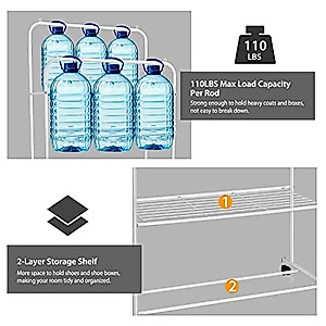 Moclever Rolling Clothes Racks For Hanging Clothes, Garment Rolling Rack With Wheels Double Rails Clothes Rack Rolling Rack For Indoor Bedroom Clothes Rack