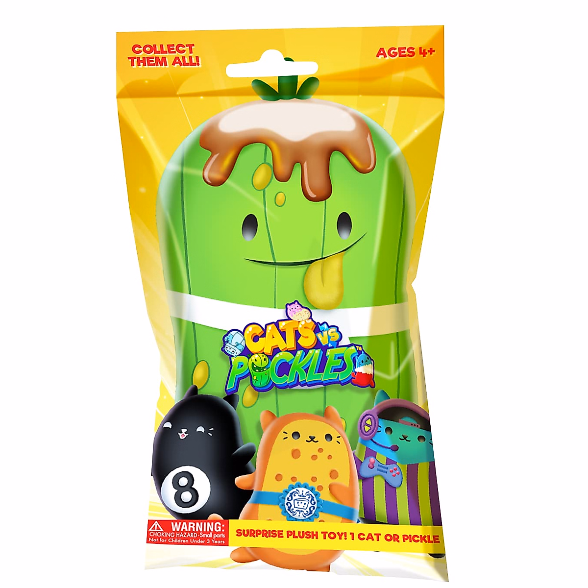 Cats vs Pickles - Mystery Bags - Gold Wave - 1pk - 4" Bean Filled Plushies! Great for Stocking Stuffers, Advent Calendars for Kids, Boys, & Girls.