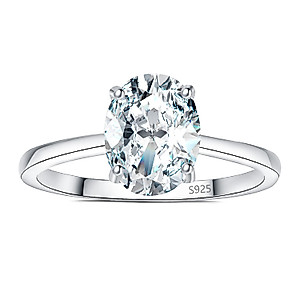 JewelryPalace Oval Cut 9 * 7mm 2ct Moissanite Solitaire Engagement Rings for Women, Classic 925 Sterling Silver Promise Ring for Her, Simulated Diamond Anniversary Wedding Ring VVS D-F 7