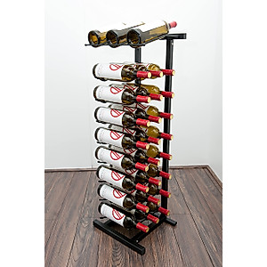 VintageView Point of Purchase Diplay - 27 Bottle Floor Wine Rack (Satin Black) Stylish Modern Wine Storage with Label Forward Design
