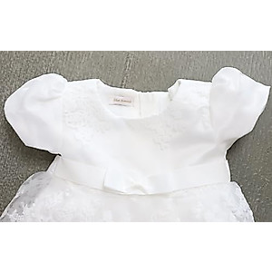 Silver Mermaid Baby Girls Floral Embroidery Baptism Christening Dress Special Occasion Formal Gown Outfit(3M,Ivory White)