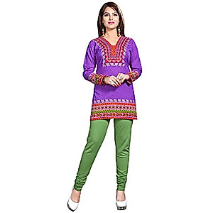 Maple Clothing Women's Short Kurta Tunic Kurti Top Indian Clothing (Purple, 3XL)