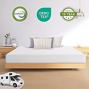 Vyfipt RV Mattress 10 Inch King Size,Green Tea Medium Firm Memory Foam Mattress in a Box,Pressure Relief,CertiPUR-US Certified,Made in USA,Campers/Trailers/Trucks Mattress