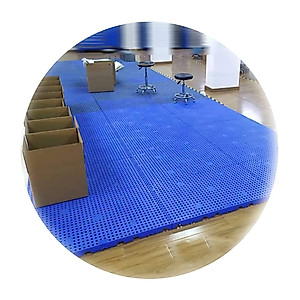 GRRICEPL Plastics Pallet, Basement Warehouse Grid Moisture-Proof Mat, Modular Interlocking Safety Storage Water Leak Anti-Slip Platform Shelf for Supermarket Pet (Color : Blue, Size : 100x70x5cm)