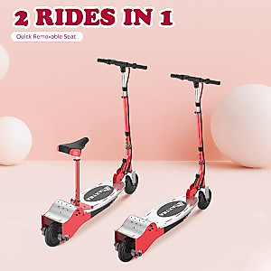 MAXTRA E120 Electric Scooter with Removable Seat, 60 Mins Long Battery Life ＆ up to 10mph, Adjustable Height for Kids Ages 6-12