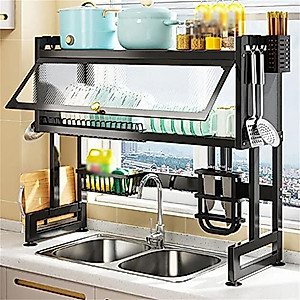 JAHH Kitchen Sink Shelf with Cabinet Door Countertop Plate Storage Cabinet Cupboard Multifunctional Dishwashing Rack Storage Rack