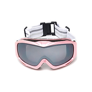 Khan Retro Pink - Adjustable Snow Goggles for winter skiing and snowboard with 100% UV Protection. One size fits all.