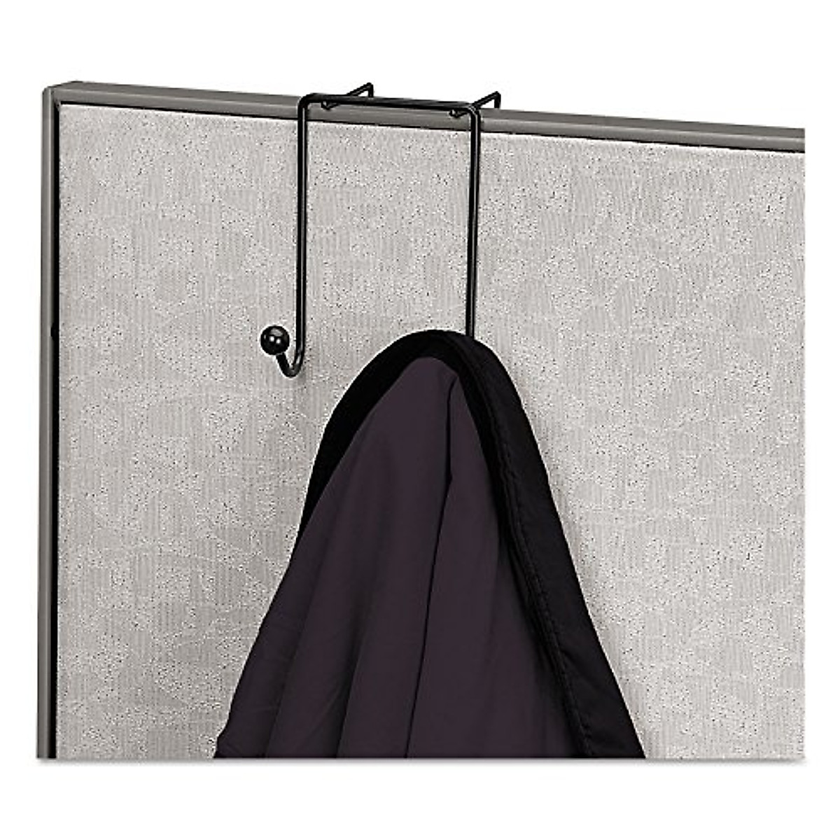 Fellowes 75510 Double Coat Hook, for Partitions, Wire, 4-Inch x5-1/8-Inch x6-Inch, Black