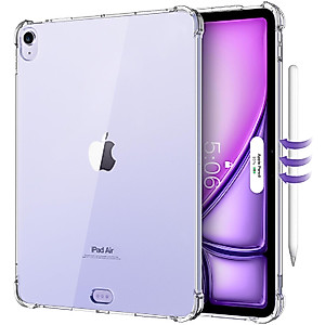 MoKo Clear Case for iPad Air 6th 11 Inch (M2) 2024, iPad Air 5th/4th Generation 10.9 Inch (2022/2020), Case with Soft TPU Reinforced Corner, Anti-Scratch Case for iPad Air 11 in & Air 10.9 in, Clear