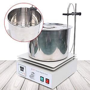 10L Thermostatic Magnetic Stirrer Digital Heating Lab Mixer Lab Thermostat 0-1400Rpm Heat-Gathering Magnetic Stirrer Water Oil Bath 400℃ Thermostat Tool with Hot Plate