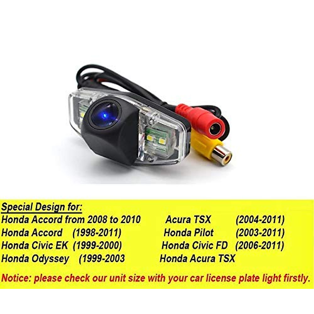 TheCoolCube CCD Color Car Back Up Rear View Reverse Parking Camera Compatible with Honda Accord Pilot Civic Odyssey Acura TSX