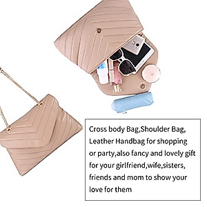 LMKIDS Quilted Crossbody Bags for Women, Trendy Roomy Shoulder Handbags with Flap Gold Hardware Chain Purses Shoulder Bag (Apricot-12.6in)